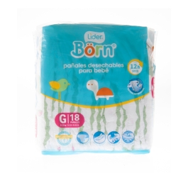Pañales Desechables Para Bebe Large Líder Born 18 Und/Paq