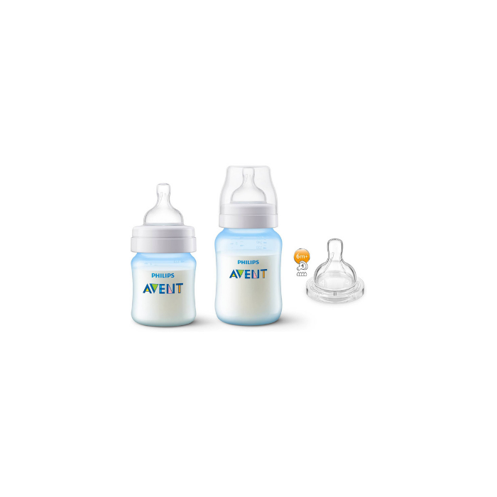 Set Biberónes 4/9 Oz Anti-Cólicos Azul